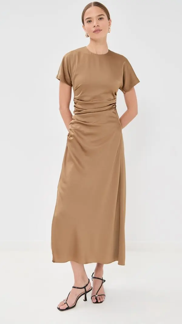 Simkhai Marabella Draped Midi Dress - Chai