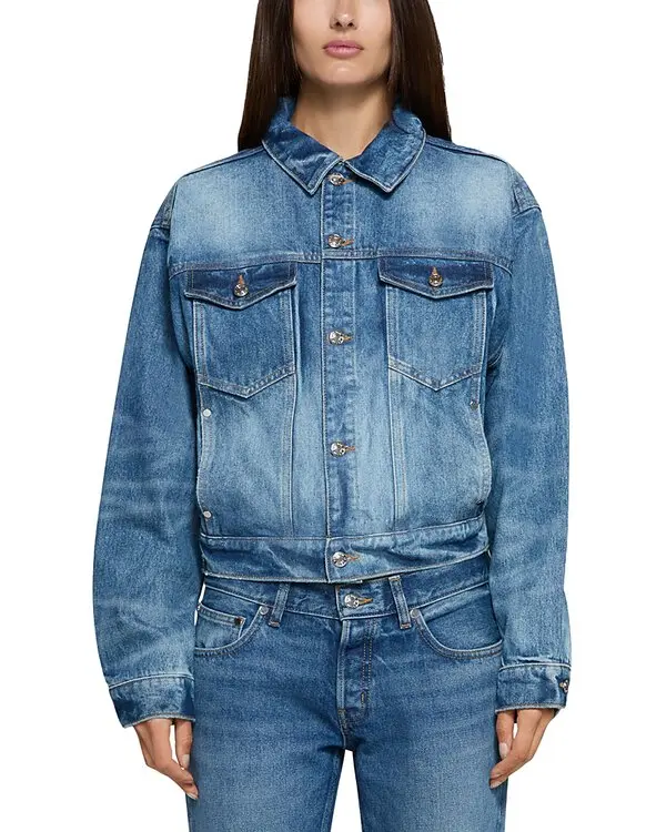 EB DENIM Lia Varsity Trucker Jacket - Eagle