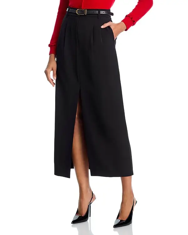 French Connection Harry Front Slit Midi Skirt - Black