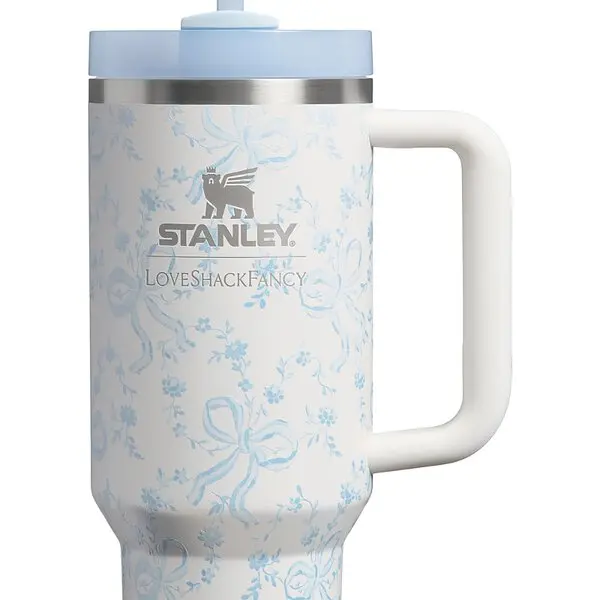 STANLEY X Loveshackfancy Holiday Quencher H2.0 Flowstate Tumbler, 40 Oz - Coquette Bow Winter Ice