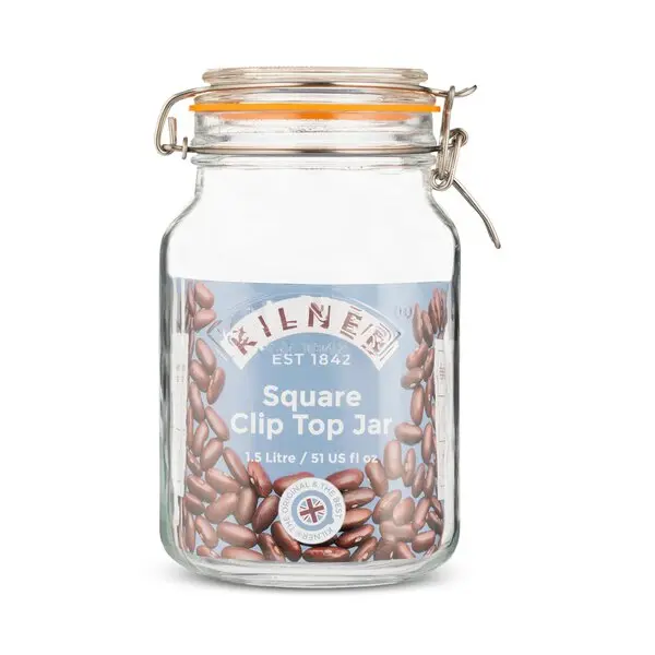 KILNER Square Clip Top Jars, Set Of 3