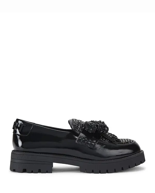 Kurt Geiger Bow Crystal-embellished Loafers