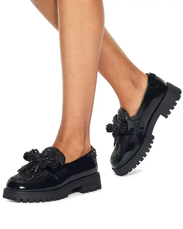 Kurt Geiger Bow Crystal-embellished Loafers
