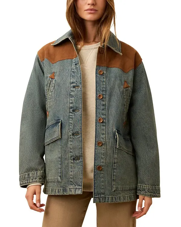 Faherty Brand Ridge Back Denim Suede Jacket
