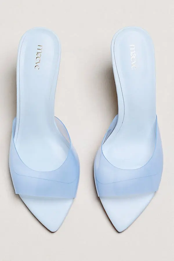 Maeve Pvc Pointed-toe Mule Heels - Blue
