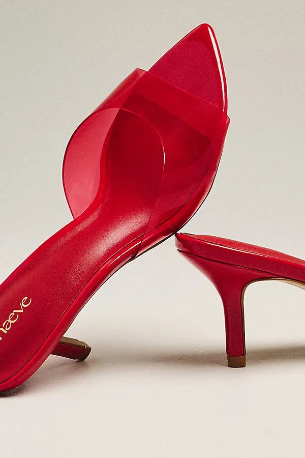 Maeve Pvc Pointed-toe Mule Heels - Bright Red