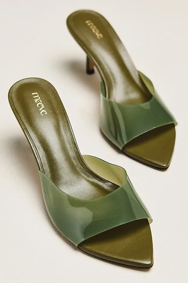 Maeve Pvc Pointed-toe Mule Heels - Green