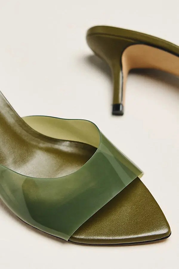 Maeve Pvc Pointed-toe Mule Heels - Green