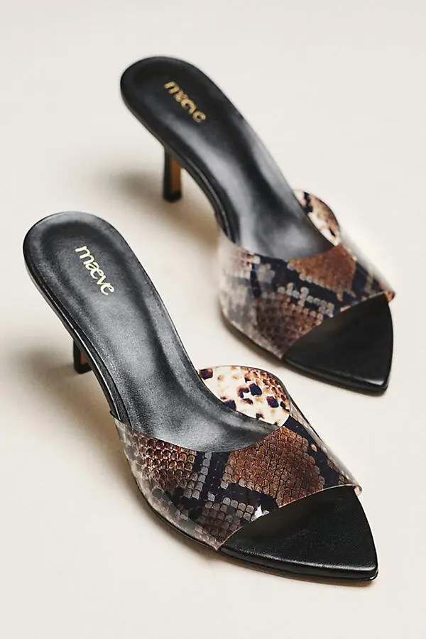 Maeve Pvc Pointed-toe Mule Heels - Snake
