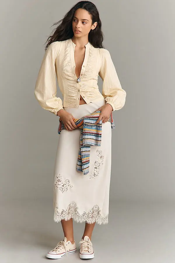 PILCRO Long-sleeve Reworked Buttondown Top