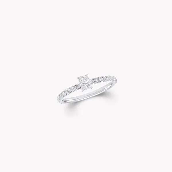 Graff Foufou Emerald Cut Diamond Ring - White Gold