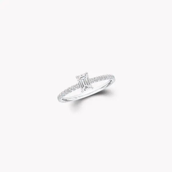 Graff Foufou Emerald Cut Diamond Ring - White Gold
