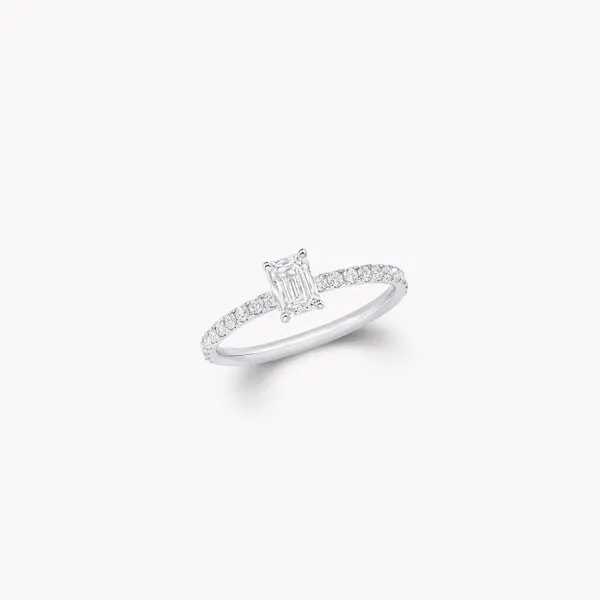 Graff Foufou Emerald Cut Diamond Ring - White Gold