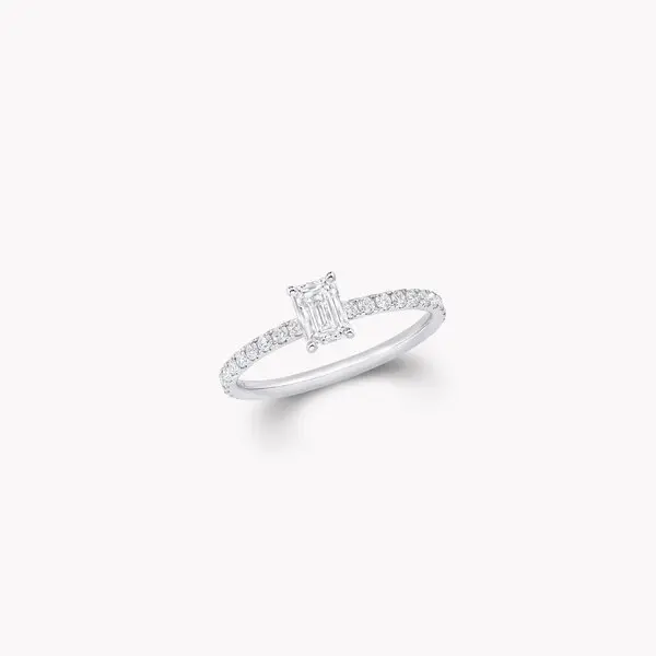 Graff Foufou Emerald Cut Diamond Ring - White Gold