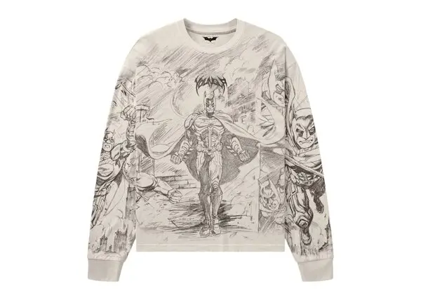 YOUNGLA X Batman Comic Long Sleeve Shirt - Off White