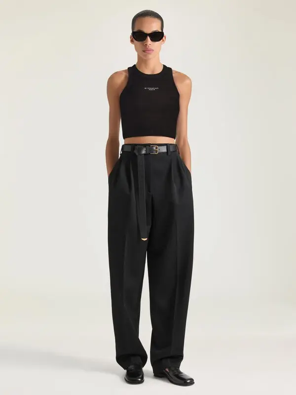 Givenchy Cropped Cotton Tank Top With Paris Print - Black