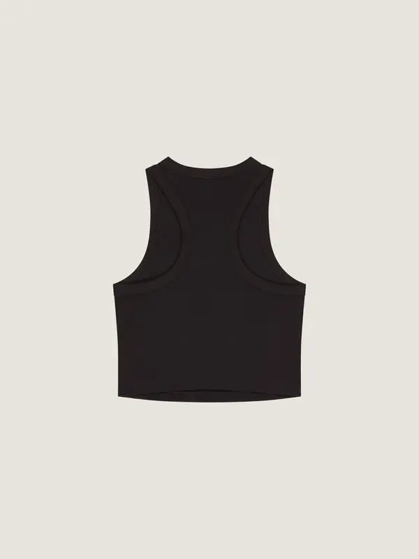 Givenchy Cropped Cotton Tank Top With Paris Print - Black