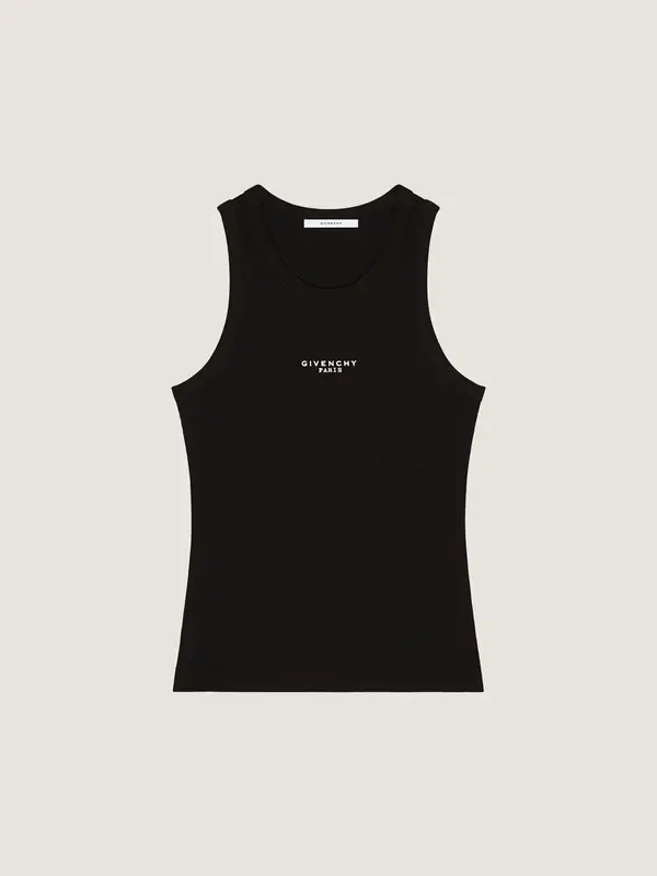 Givenchy Slim Fit Tank Top With Paris Print - Black