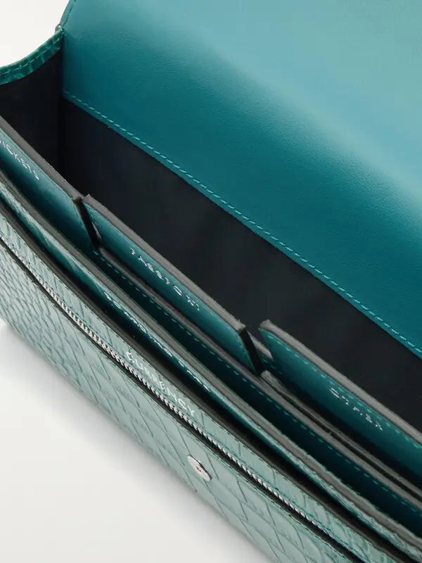 Smythson Marshall Croc-effect Leather Travel Wallet - Blue