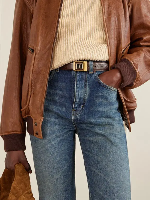 Saint Laurent La 66 Leather Belt - Brown