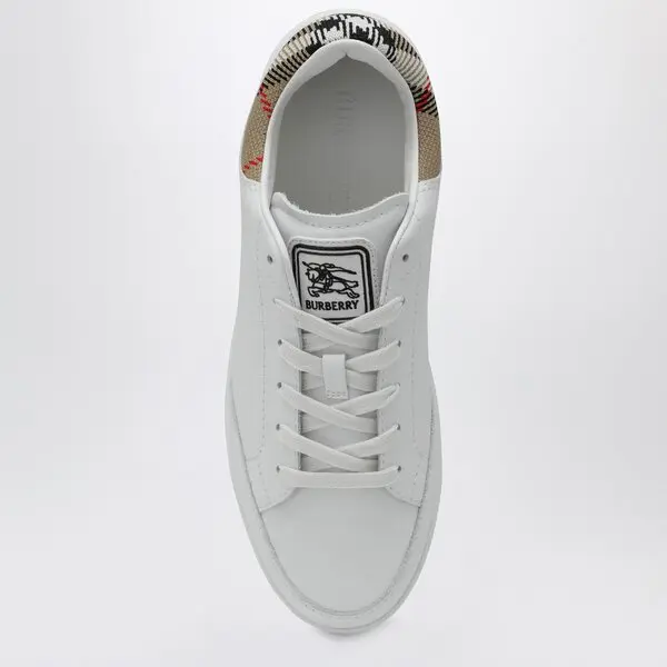 Burberry Leather Sneakers With Check Fabric Heel Tab