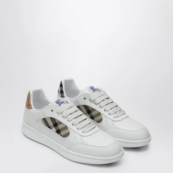 Burberry Terrace Leather Sneakers With Check Pattern - White