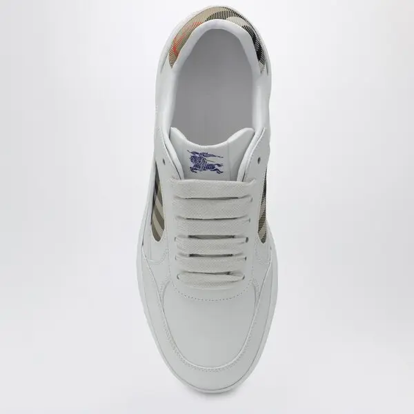 Burberry Terrace Leather Sneakers With Check Pattern - White