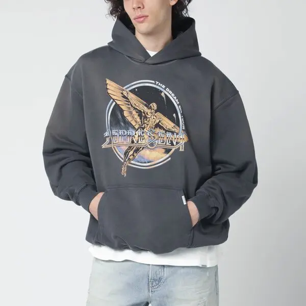 REPRESENT Hoodie With Logo Print - Grey