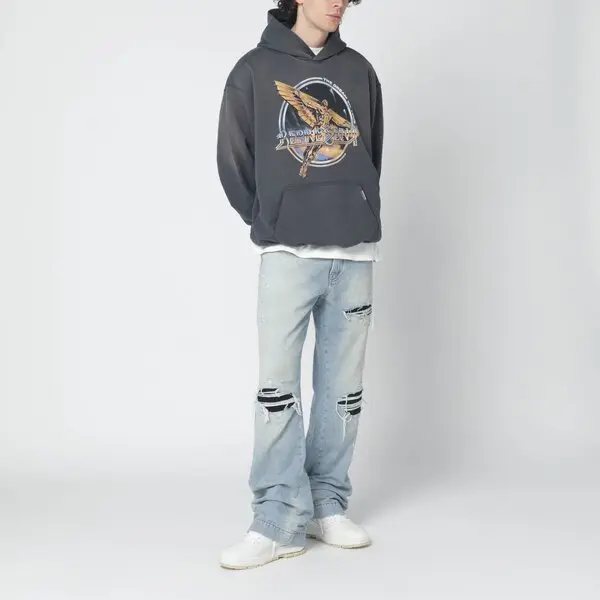 REPRESENT Hoodie With Logo Print - Grey