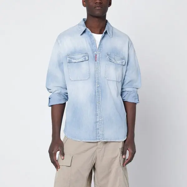 Dsquared2 Light Washed Denim Shirt - Blue