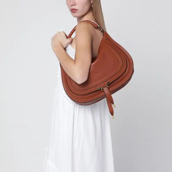 Chloé Leather Marcie Shoulder Bag - Brown