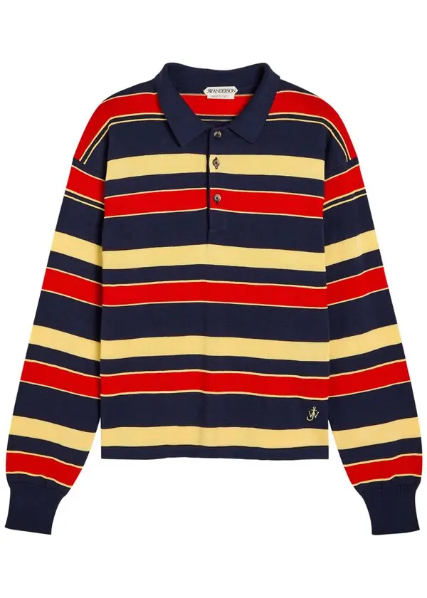 JW Anderson Striped Knit Polo Shirt - Multicoloured 1