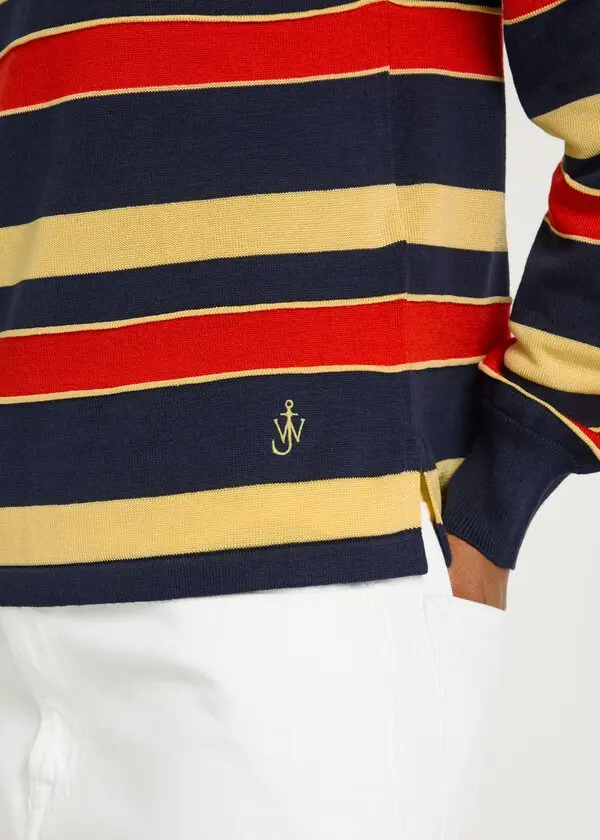 JW Anderson Striped Knit Polo Shirt - Multicoloured 1