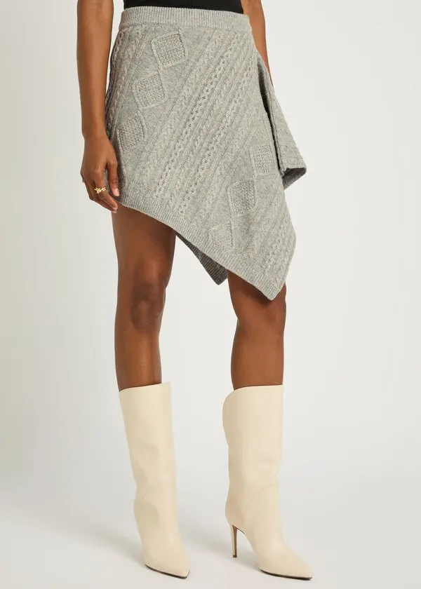 Staud Veer Asymmetric Cable-knit Skirt