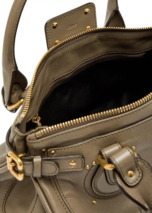 Chloé Paddington Medium Grained Leather Shoulder Bag - Grey