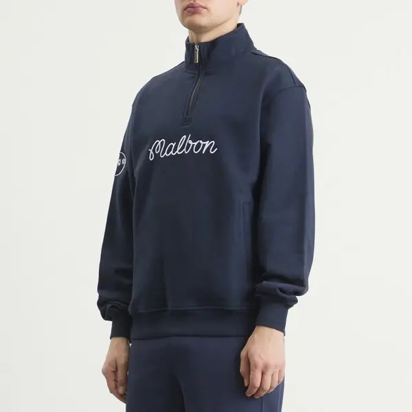 MALBON Collegiate Quarter-zip Sweatshirt - Navy