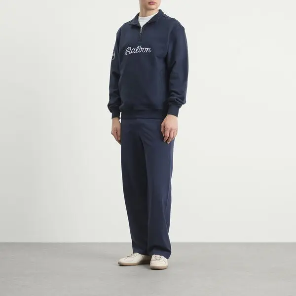 MALBON Collegiate Quarter-zip Sweatshirt - Navy