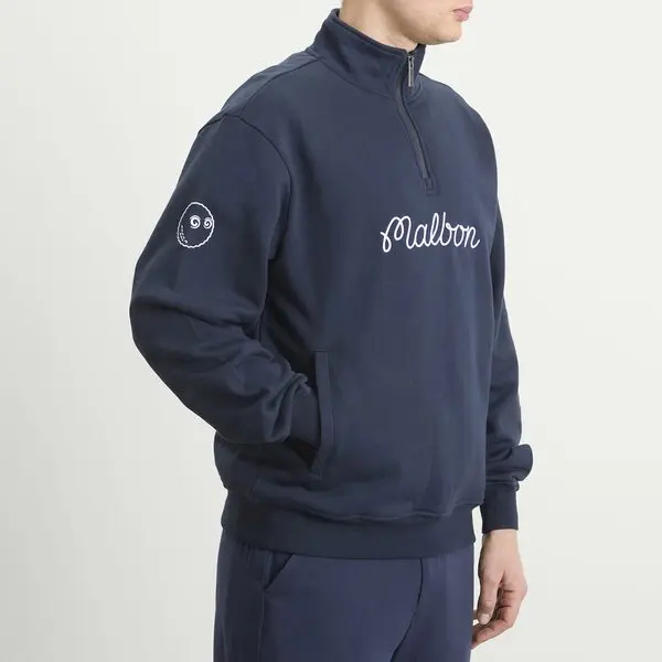 MALBON Collegiate Quarter-zip Sweatshirt - Navy