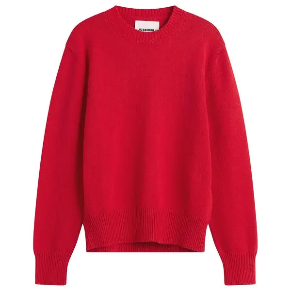 JIL SANDER Textured Cotton Crew Neck Jumper - Rouge
