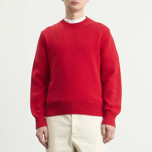 JIL SANDER Textured Cotton Crew Neck Jumper - Rouge