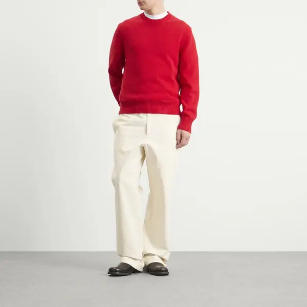 JIL SANDER Textured Cotton Crew Neck Jumper - Rouge