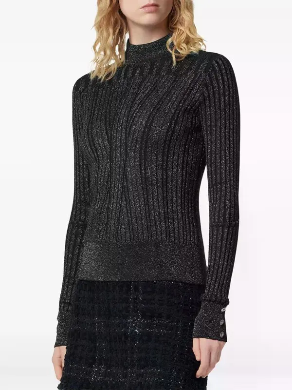 Versace Button-detail Ribbed Knit Sweater