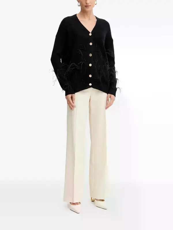 FRACOMINA Feather Trim Cardigan - Black
