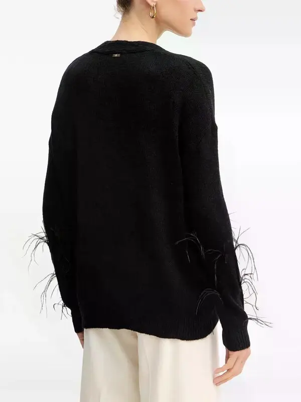 FRACOMINA Feather Trim Cardigan - Black