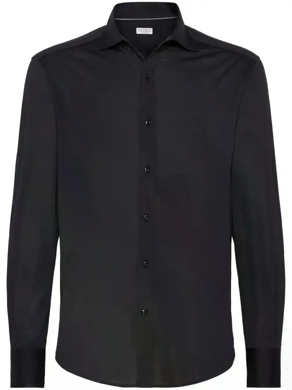 Brunello Cucinelli Silk-cotton Jersey Shirt - Blue