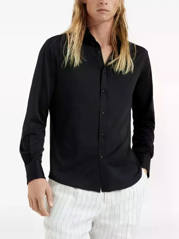 Brunello Cucinelli Silk-cotton Jersey Shirt - Blue