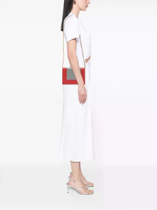 Celine 2017 Leather Frame Wallet On Chain Crossbody Bag - Red