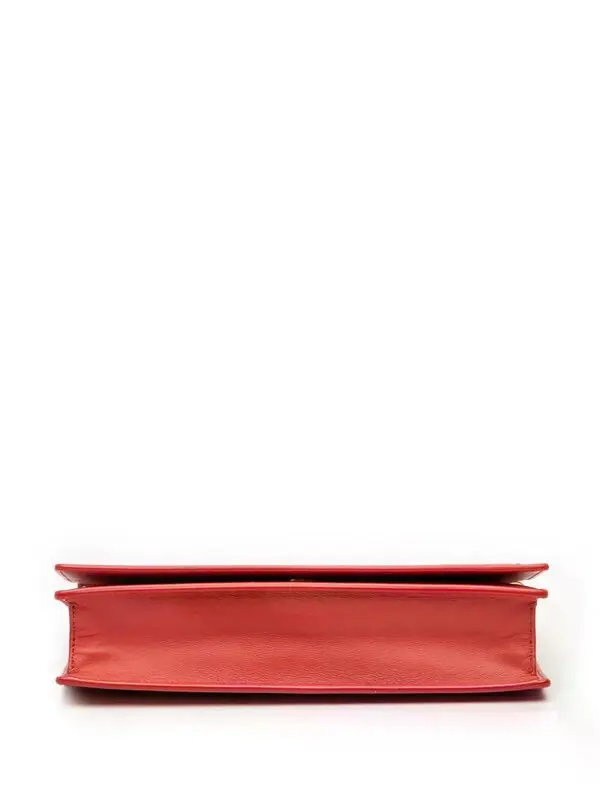 Celine 2017 Leather Frame Wallet On Chain Crossbody Bag - Red