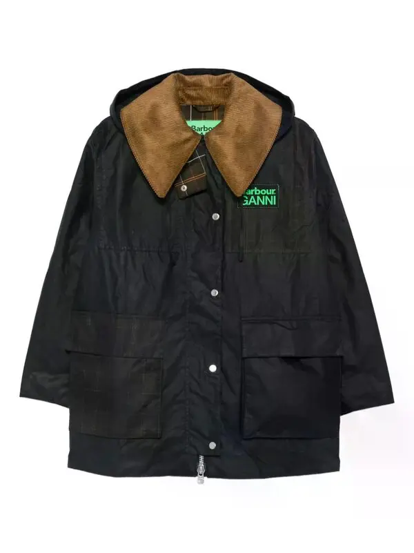 Barbour X Ganni Waxed Duffle Coat - Black