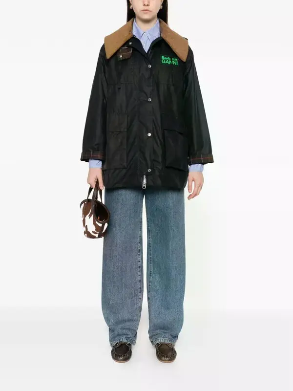 Barbour X Ganni Waxed Duffle Coat - Black